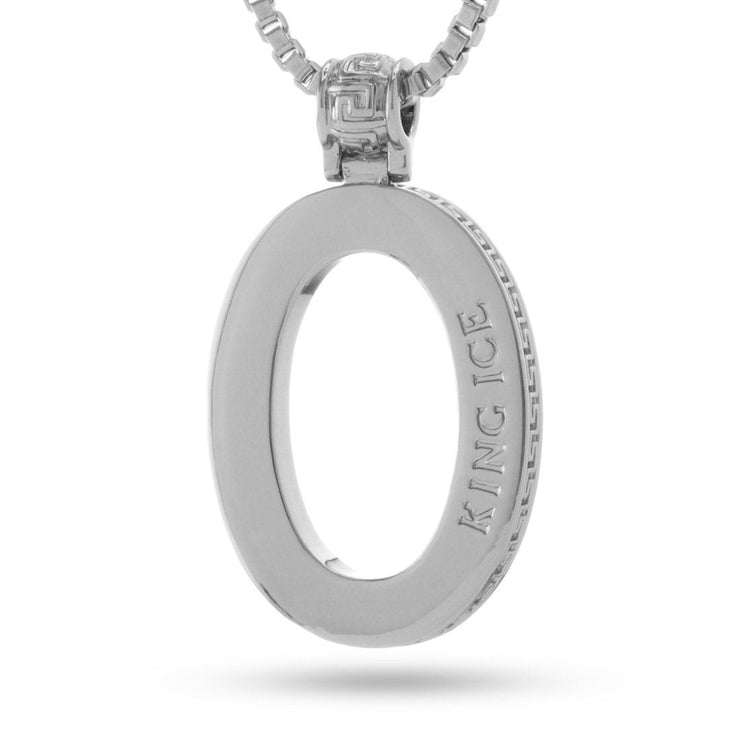White Gold Letter "O" Necklace | Initial Pendant | King Ice